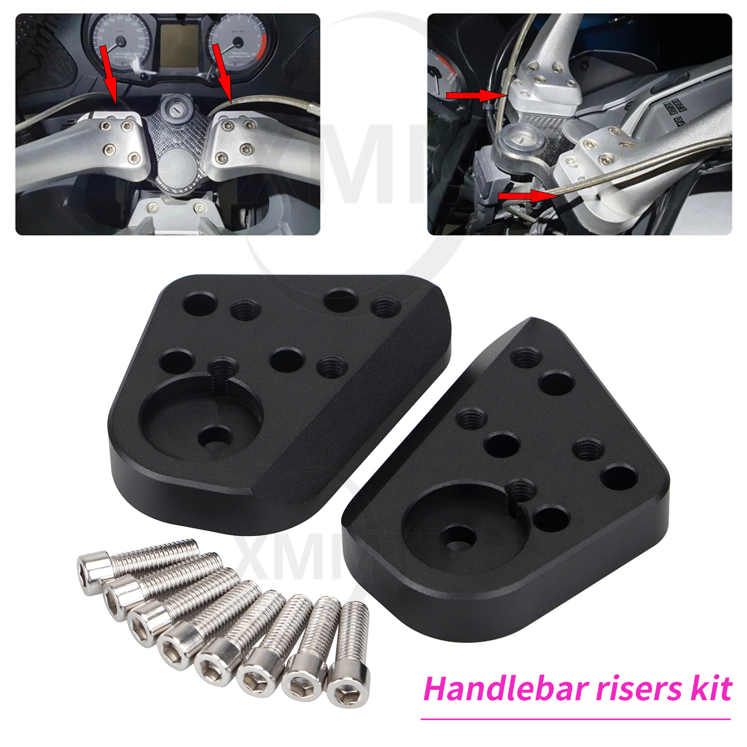 BLK 1" Handlebar Risers Extender Adaptors Lift Kit For BMW R1100R ...