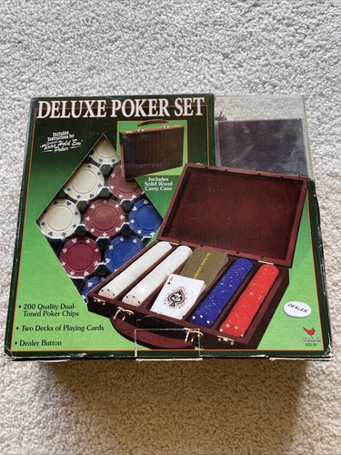 Cardinal Professional Poker Set 2 Decks of Cards 200 Chips Wood ...
