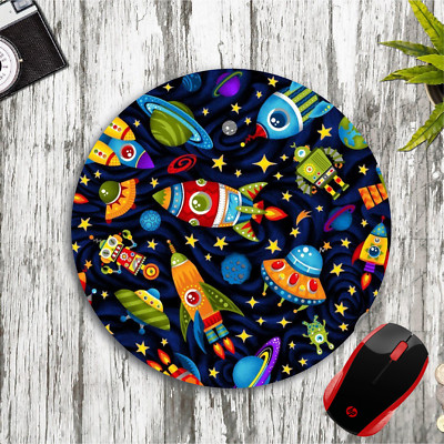 OUTER SPACE ROCKET SHIP CUSTOM 8" ROUND NEOPRENE PC DESK MAT MOUSEPAD ...