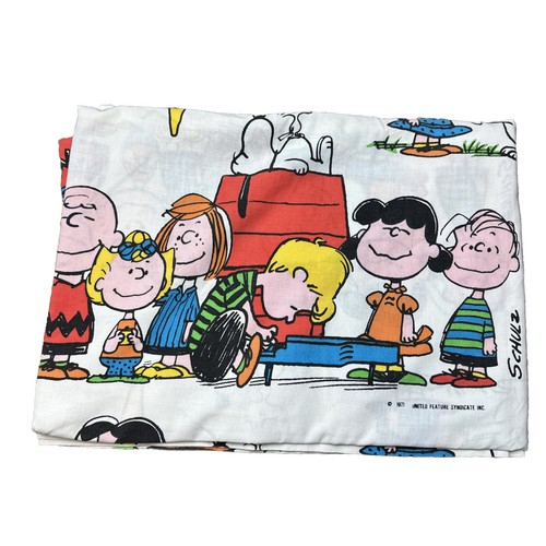 Vintage Mohawk Tastemaker 1971 Snoopy Peanuts Gang Twin Flat Sheet ...