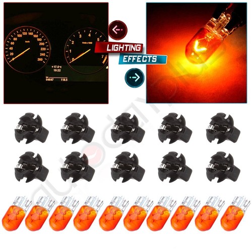 10PCS T10 168 194 HALOGEN BULB W/ 1/2 INCH SOCKETS YELLOW INSTRUMENT ...