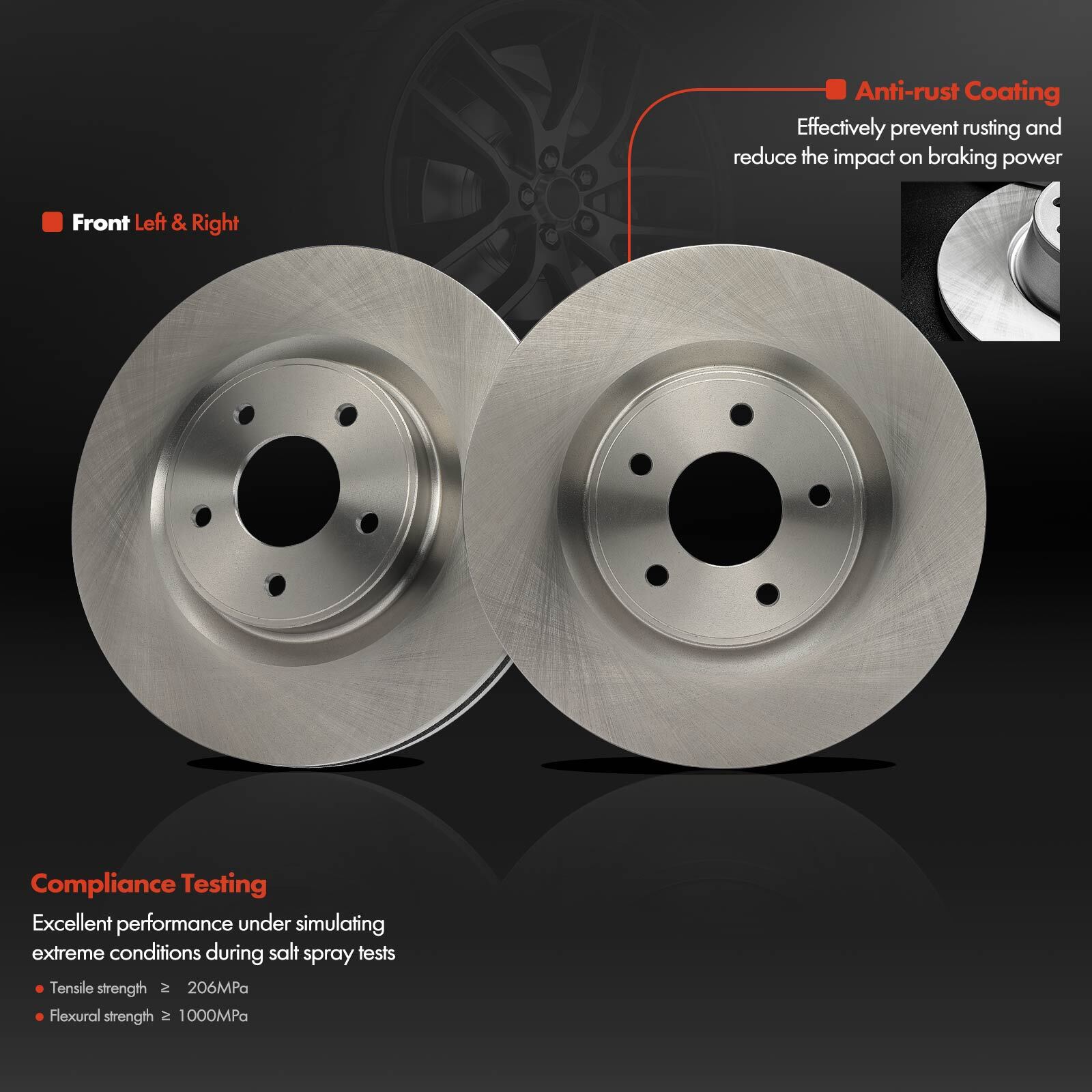 Front Disc Brake Rotors for INFINITI Q50 14-23 JX35 QX50 370Z ...