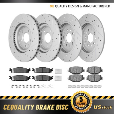 Front & Rear Drilled Disc Brake Rotors + Pads Kit for Ford Explorer ...