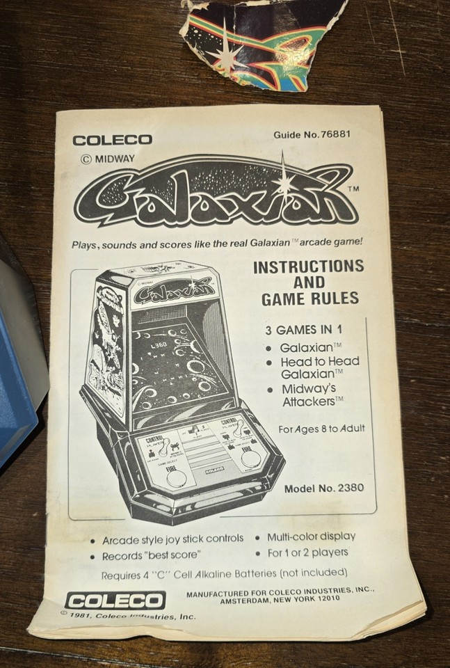 Coleco Galaxian Electronic Tabletop Game in Box Tested and Working W ...
