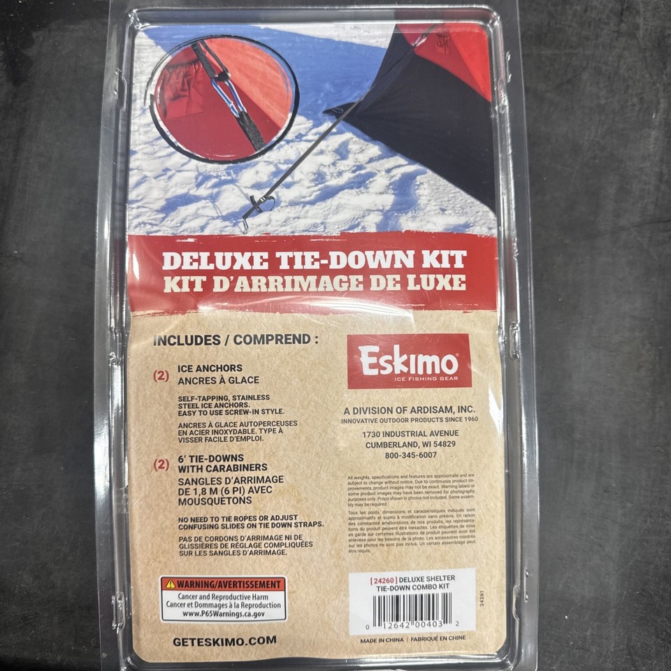 Eskimo 24260 Deluxe Shelter Tie Down Kit 2 Ice Anchors 2 6' Straps | eBay