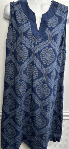 Fresh Produce Tank Dress Cotton Sleeveless Split V-neck Sleeveless Navy ...