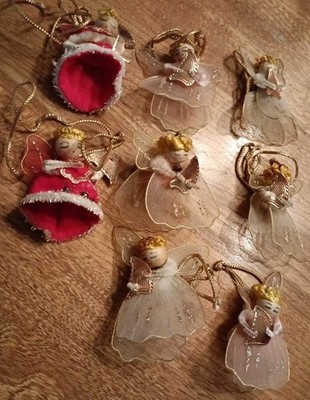8- VTG Lot of Delta Novelty Co Spun Cotton Blonde Tulle Angel Ornaments ...