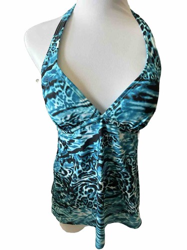 Lascana Venus Womens Halter Tankini Top Size 8 Blue Water Wavy Print | eBay