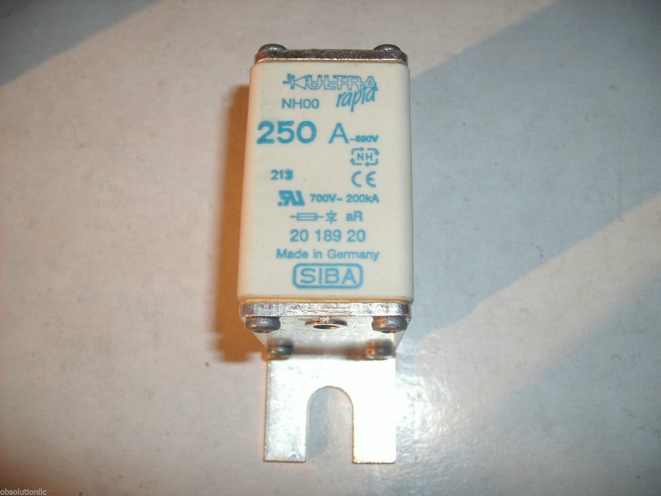 SIBA NH00 DIN80 250A 700V ULTRA RAPID FUSE 2018920.250 20 189 20 501552 ...
