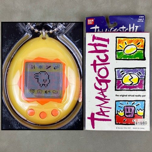 1997 Bandai Yellow & Orange Gen 1 Tamagotchi Virtual Digital Pet Toy ...
