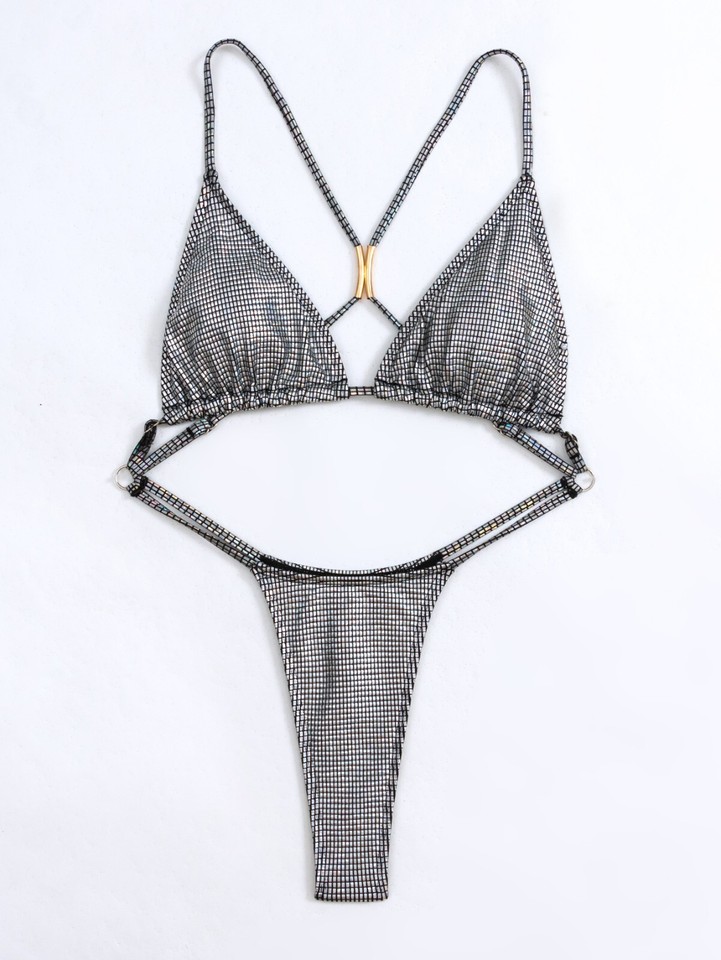 Sexy Women Bikini Style one-piece Swimwear Swimsuit Glittery Bathing ...