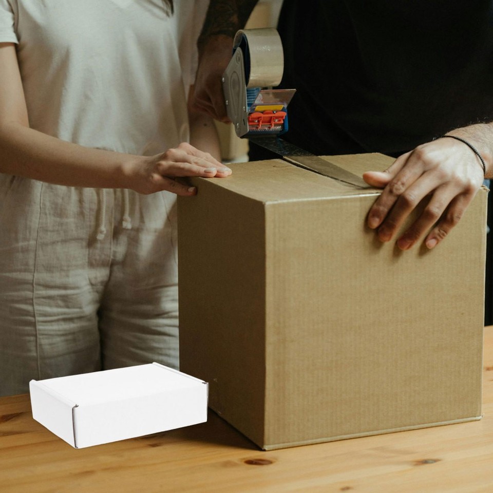 6 Pcs White Cardboard Box Small Business Shipping Boxes Packing for ...