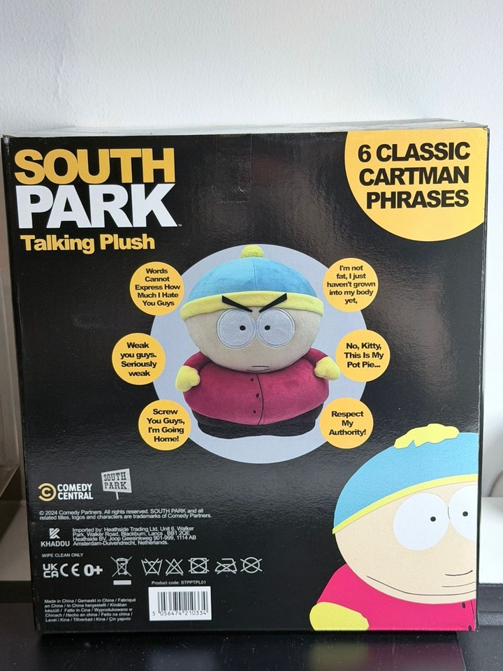 South Park '98 - Talking CARTMAN Plush Toy, BOXED - 11 inches - 6 ...