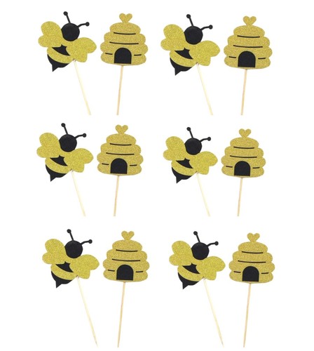 12pcs Bee cupcake toppers Hive mom to be bumblebee baby shower cake ...