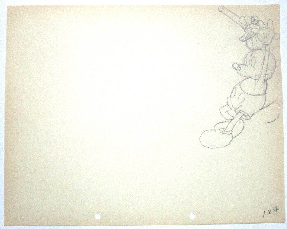 1934 MICKEY MOUSE hammer carpenter ORIGINAL PRODUCTION cel DRAWING WALT ...