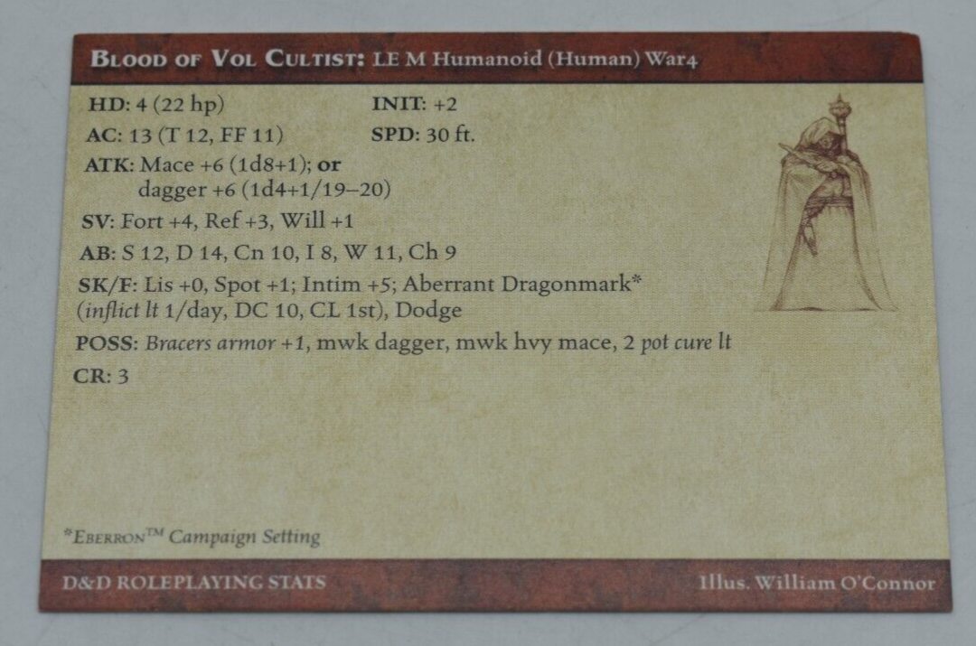 Dungeons and Dragons D&D 2006 BLOOD WAR Blood of Vol Cultist 29/60 CARD ...