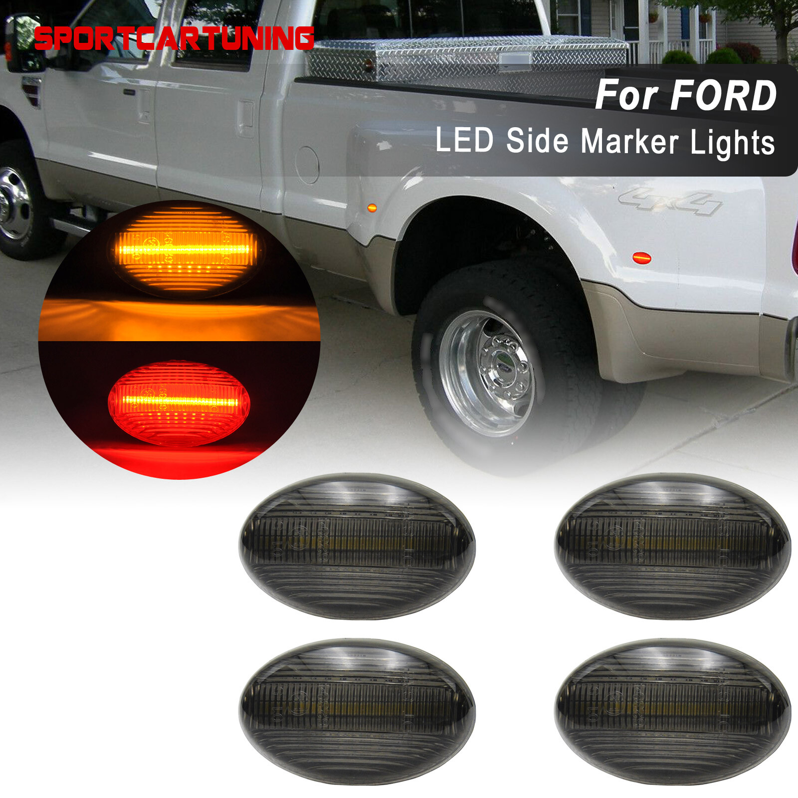 For 99-10 Ford F350 F450 F550 Dually Bed LED Fender Side Marker Lights ...