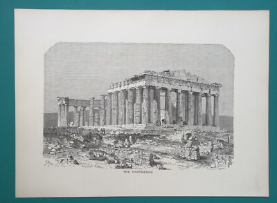GREECE Parthenon on Athens Acropolis - 1875 Engraving Print | eBay