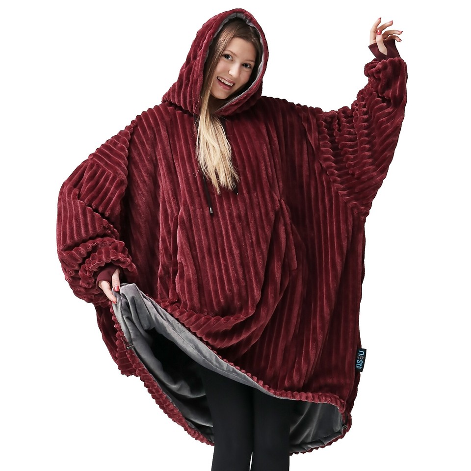 Wearable Blanket Reversible Oversized Warm Blanket Hoodie Sweatshirt ...