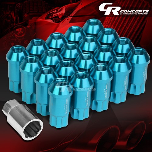 SKY BLUE 20PCS M12X1.25 JDM STYLE 25MM OD 50MM TALL ALUMINUM RIMS LUG ...