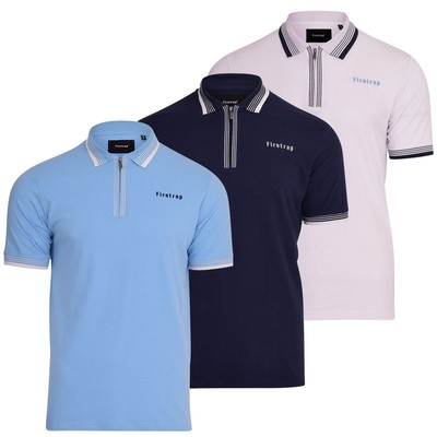 Firetrap Mens Designer Polo T Shirt 1/4 Zip Quarter Textured Cotton ...