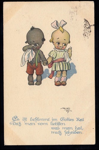 Kinder-AK Weinende Kinder - Der Abscheid unter Tränen, 26.8.1921 | eBay.de