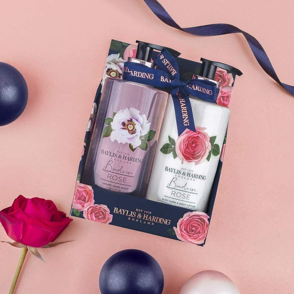 Baylis and Harding Rose Gift Set Boudoire 2 Bottle Hand Wash and hand ...
