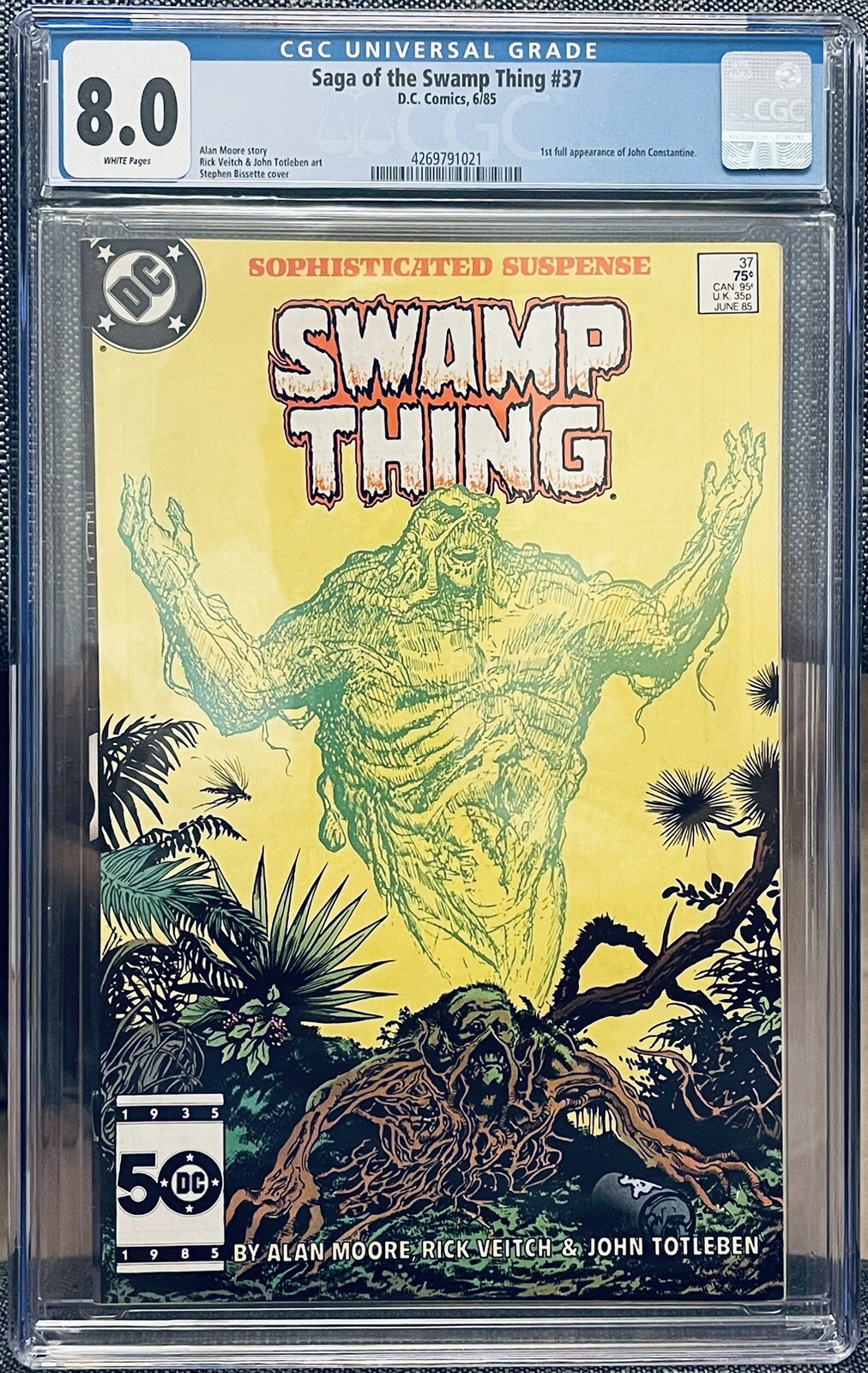 Saga of the Swamp Thing #37 (DC 1985) 1st John Constantine CGC 8.0 ...