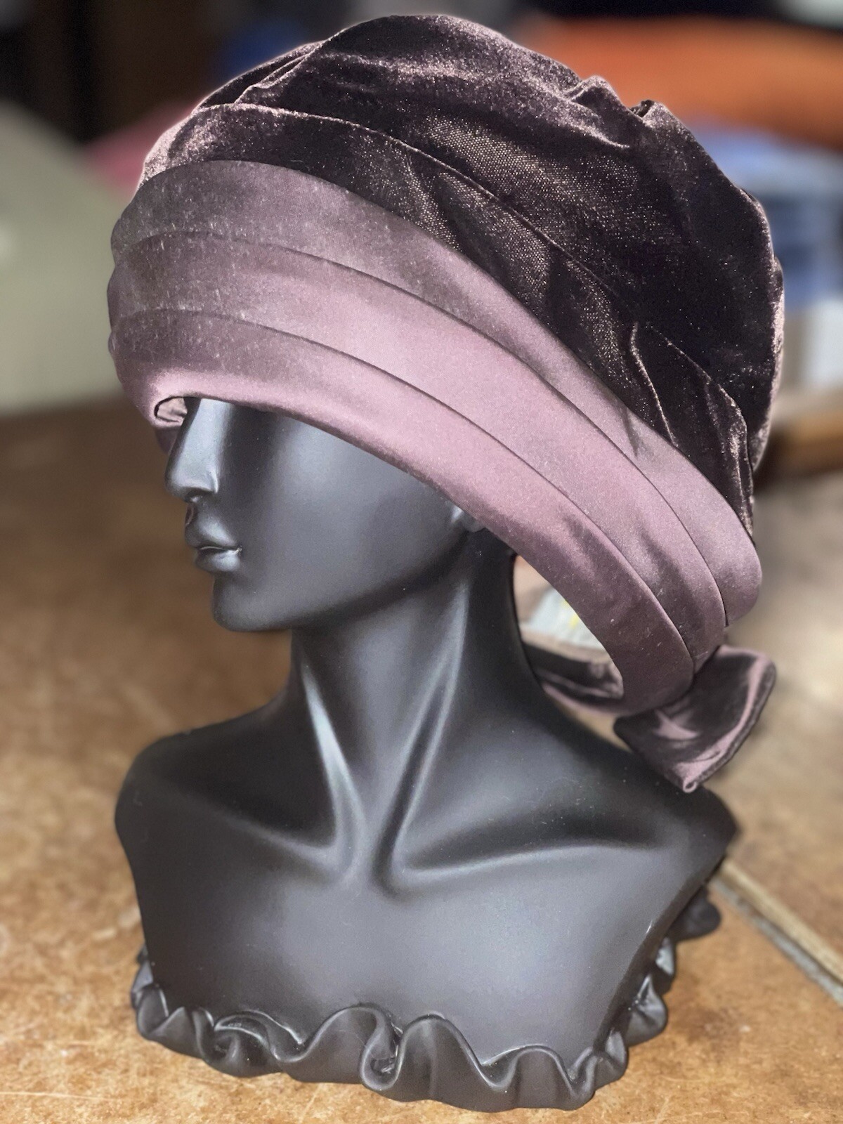 1950s Vintage Deep Purple Velvet Hat Union Made In USA - Gem