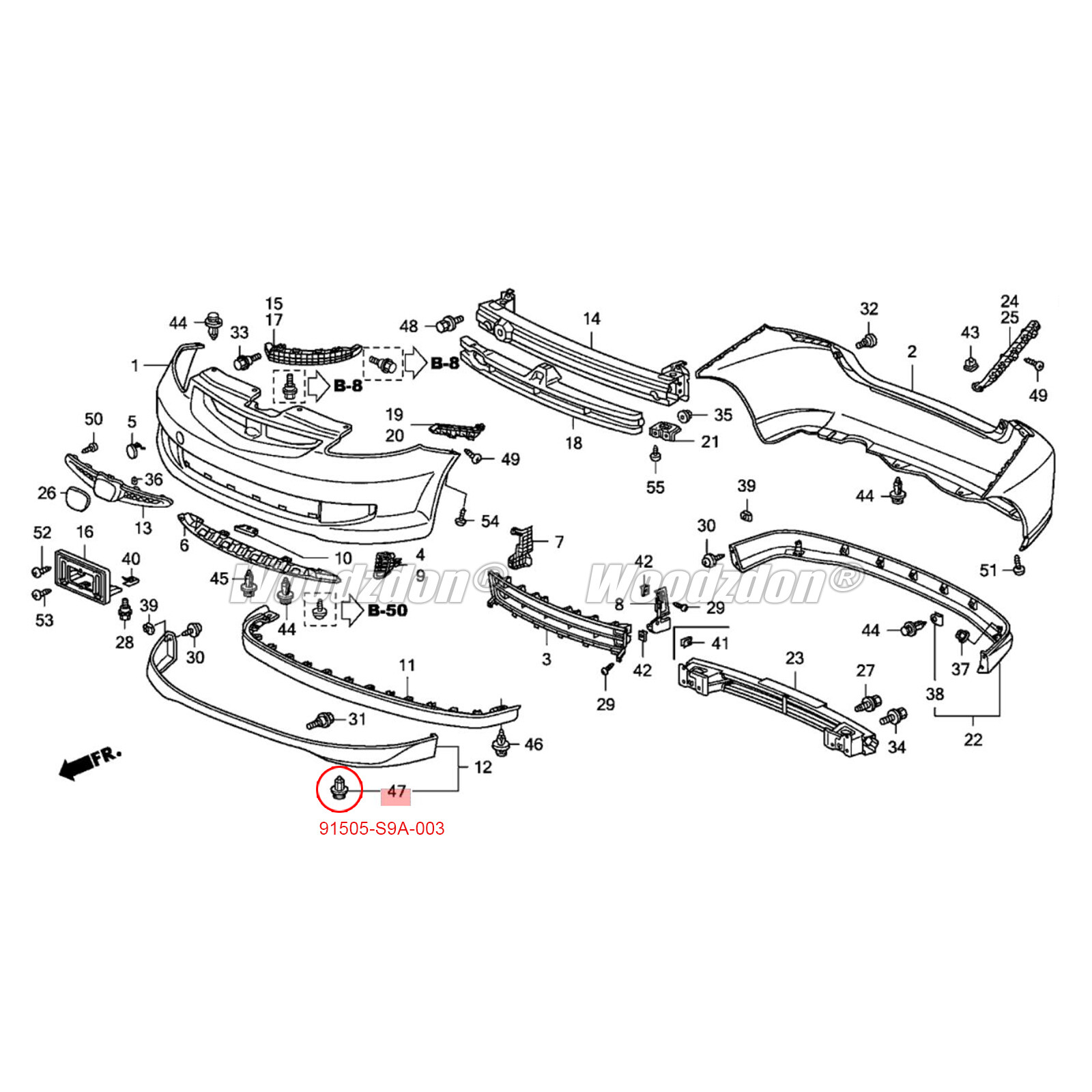 15pc For Honda Front Bumper Clip Push Type Retainer W/Metal Insert ...