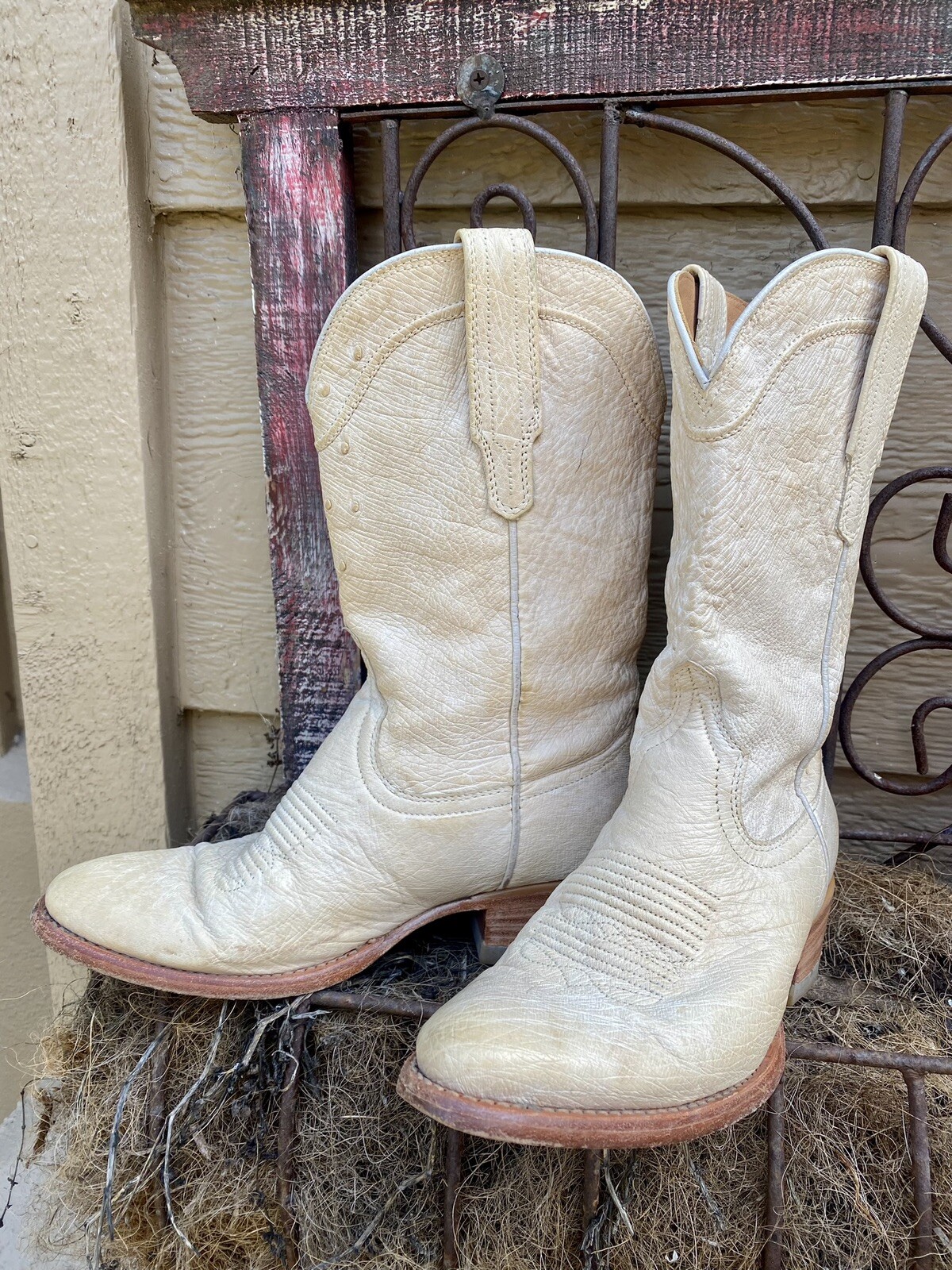 Tecovas The Chloe Ostrich Cowboy Boot Size 6.5 White … - Gem
