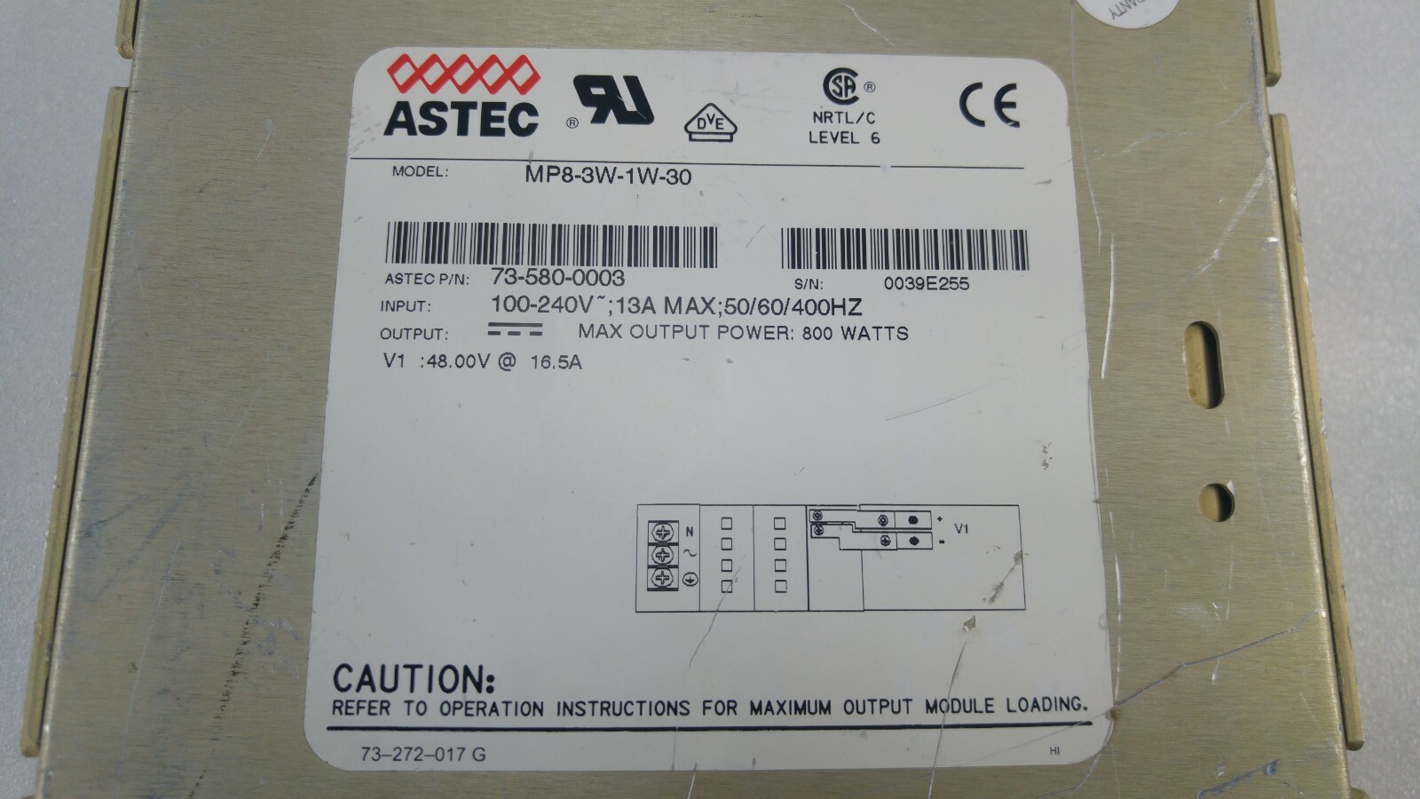 ASTEC Power Supply Model MP8-3W-1W-30 ASTEC PN 73-580-0003 ( CREO KODAK ...