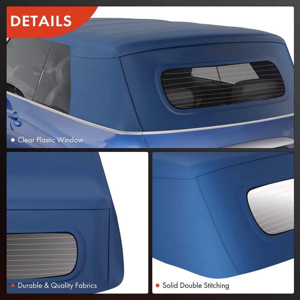 Blue Convertible Soft Top with Defroster Glass Window for Mini Cooper ...