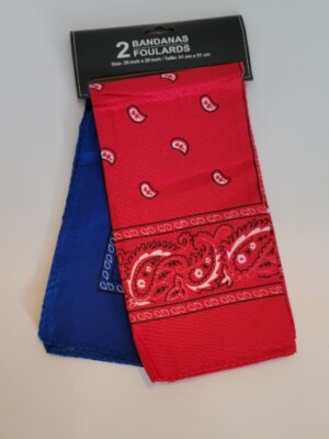 2pk Red & Blue PAISLEY BANDANA NECKERCHIEF HEAD BAND HAIR BAND SCARF 20 ...