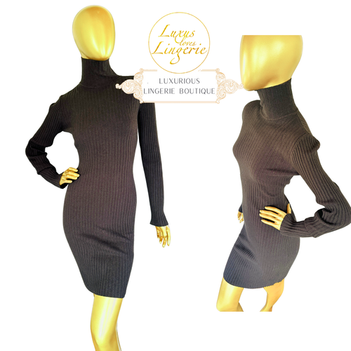 MERINO RIB DRESS by Wolford S Small coca braun Rollkragen Kleid mit ...