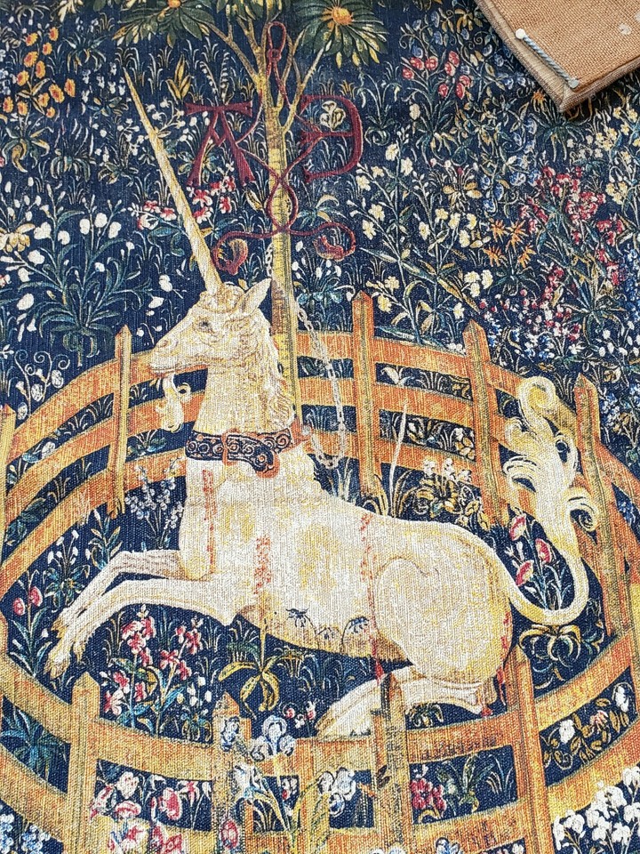 48x30 Unicorn In Captivity ~ Medieval Silkscreen Tapestry Rambouillet's ...