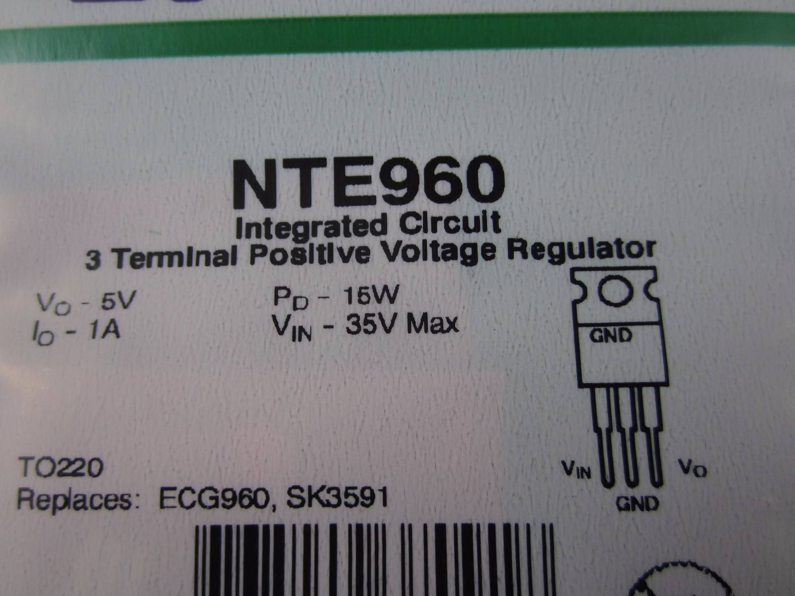 BRAND NEW!!!! NTE NTE960, 3 Terminal Positive Voltage Regulator ...