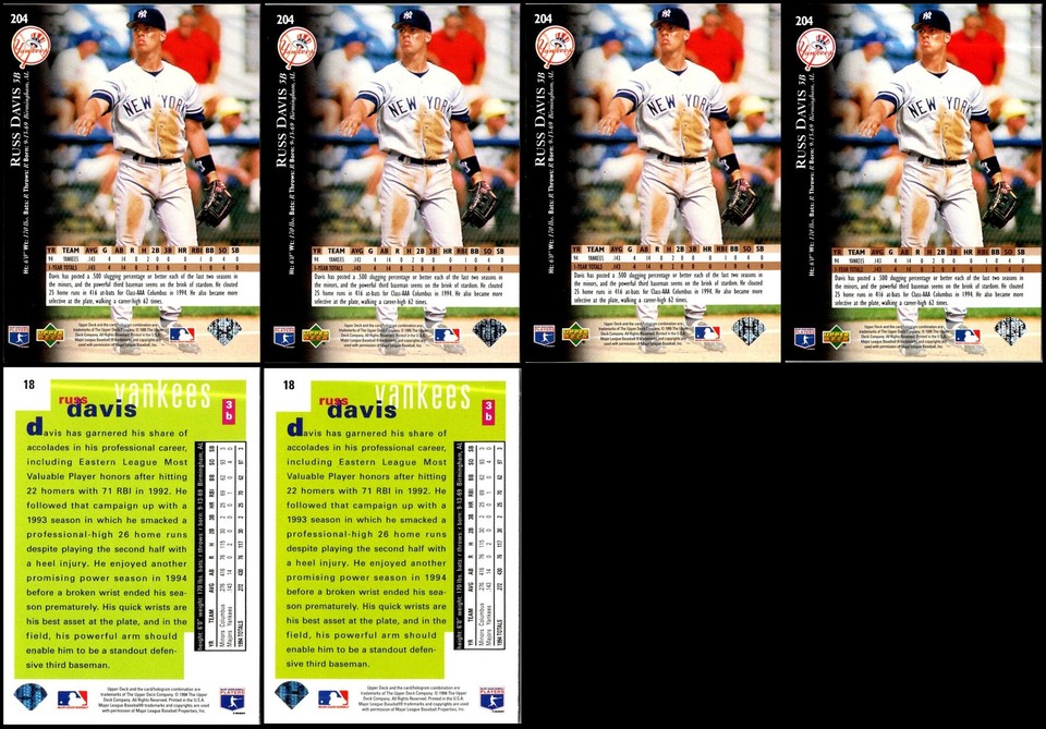 1995 Russ Davis (6) Card Lot - UNIQUE FIND – ONE OF A KIND | eBay