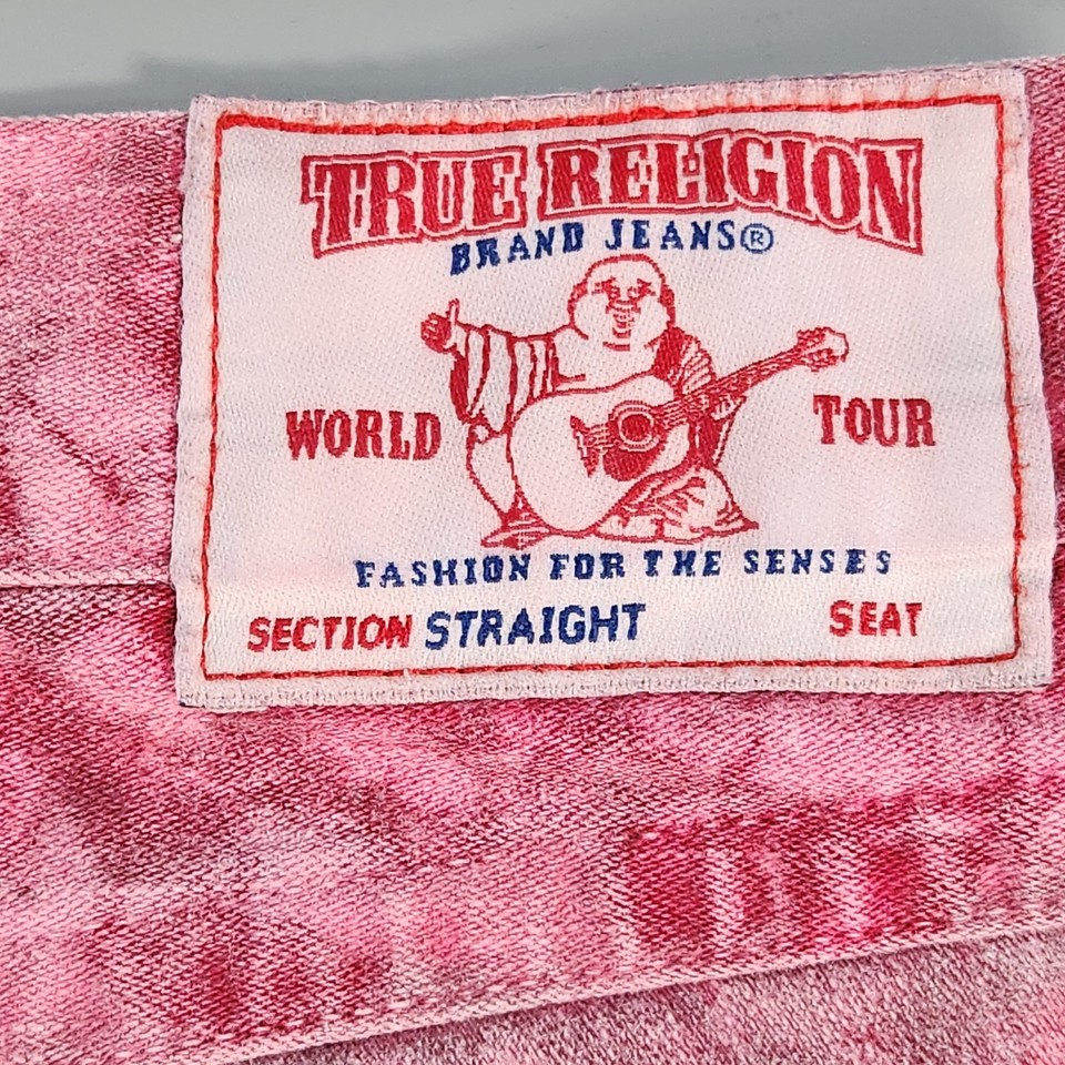 True Religion Men Ricky Straight Blood Dirty-Red vtg Retro Artist Jeans ...