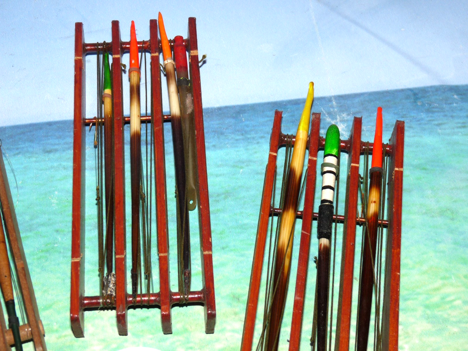 4 English vintage wooden float winders with vintage fishing floats 983 ...