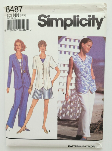 90s Simplicity Sew Pattern 8487 Misses Pants, Shorts, & Top Vest 10-16 ...