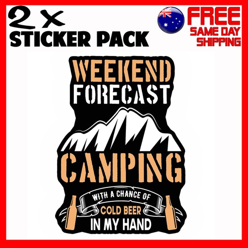 2 x Stickers Weekend Forcast Camping Beer Tent Car Bumper Funny Novelty ...