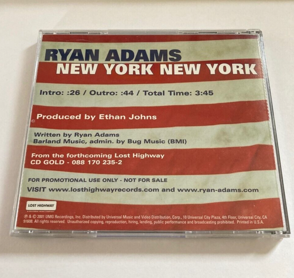 Ryan Adams - New York New York Single Promo CD (2001 Rare MRNR-02149-2 ...