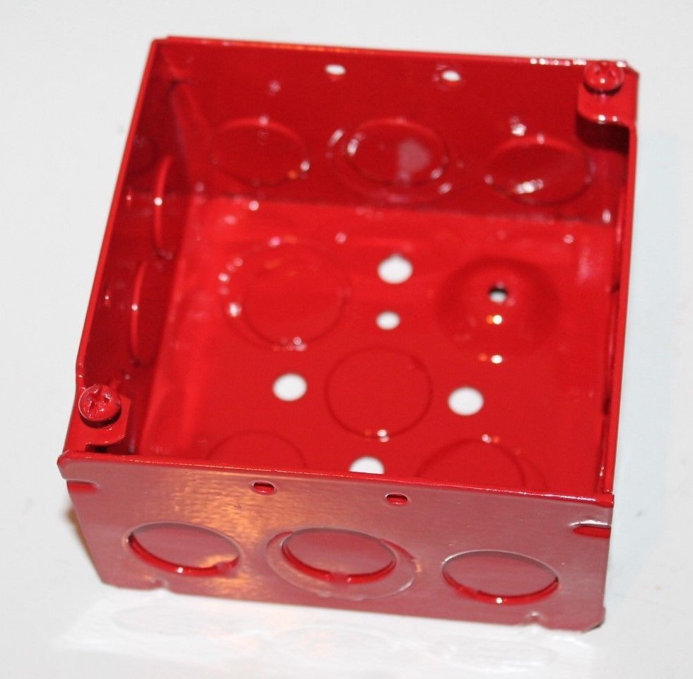 Cooper Crouse-Hinds TP403RED Square Fire Alarm Box; Steel, 4" X 2-1/8 ...