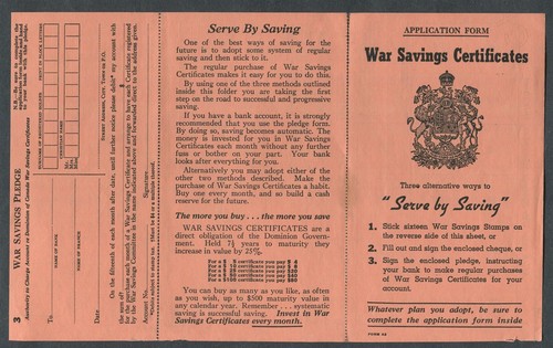 Canada Revenue WWII War Savings Certificate Application Form | eBay