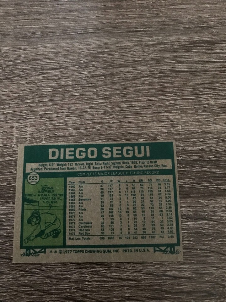 1977 Topps #653 Diego Segui Mariners EX | eBay