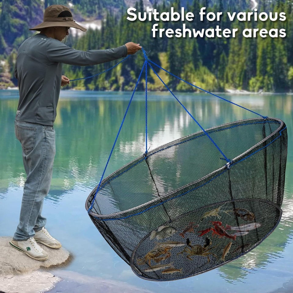 Foldable Fishing Net Landing Fishing Pier Nets Pulling Up Fish Rope ...