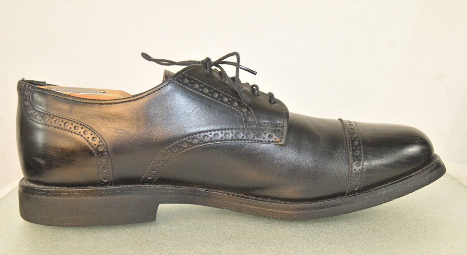 Allen Edmonds Mens 10.5 B Benton Black Leather Cap Toe Oxford Vibram ...