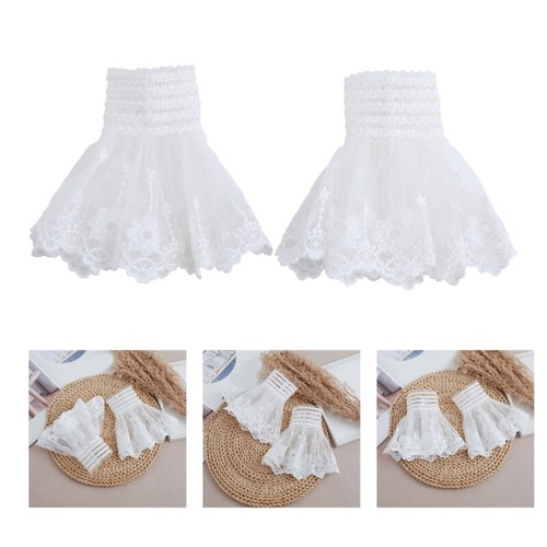 Cosplay Maid Layered Decorative Wrist Cuffs Detachable Elastic Cuffs ...
