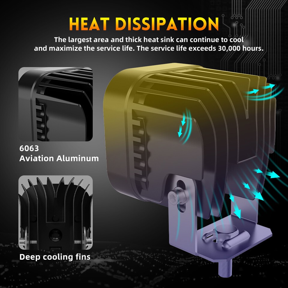 10x 3Inch 80W LED Cube Pods Amber Off Road Driving Light Spot Work ...